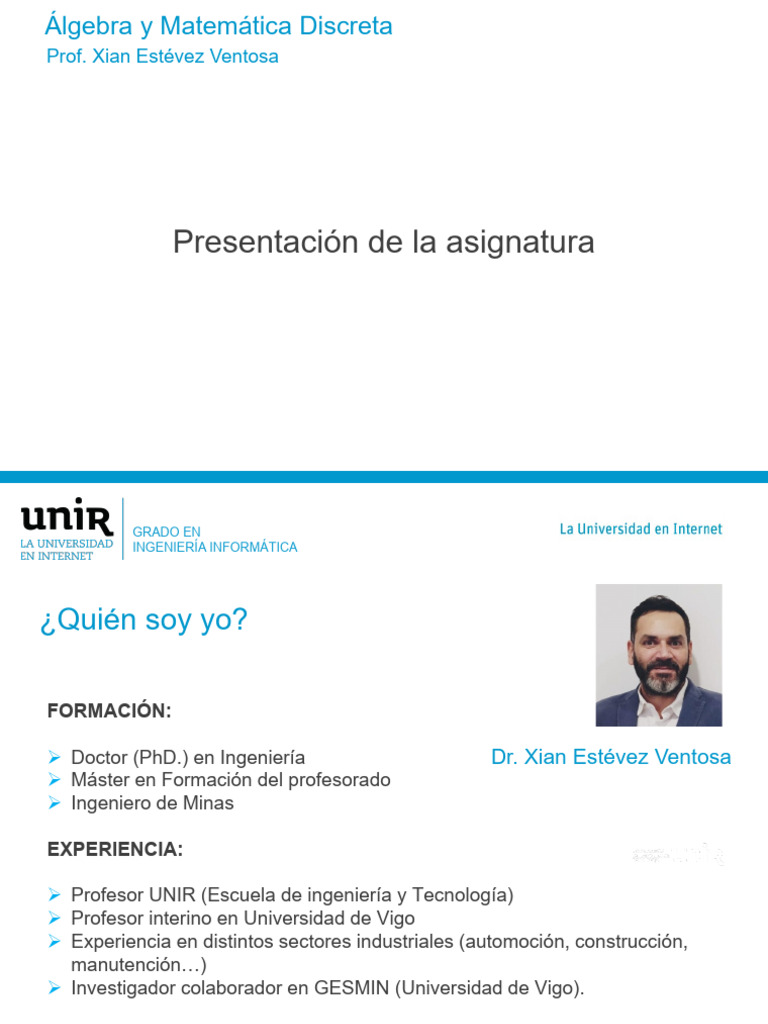 Presentación Álgebra GII | PDF | Álgebra | Matemáticas discretas