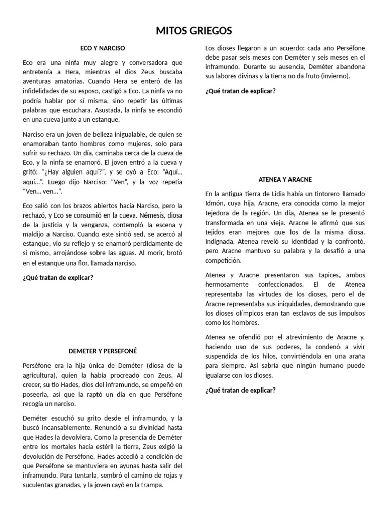 Mitos Griegos | PDF | Perséfone | infierno