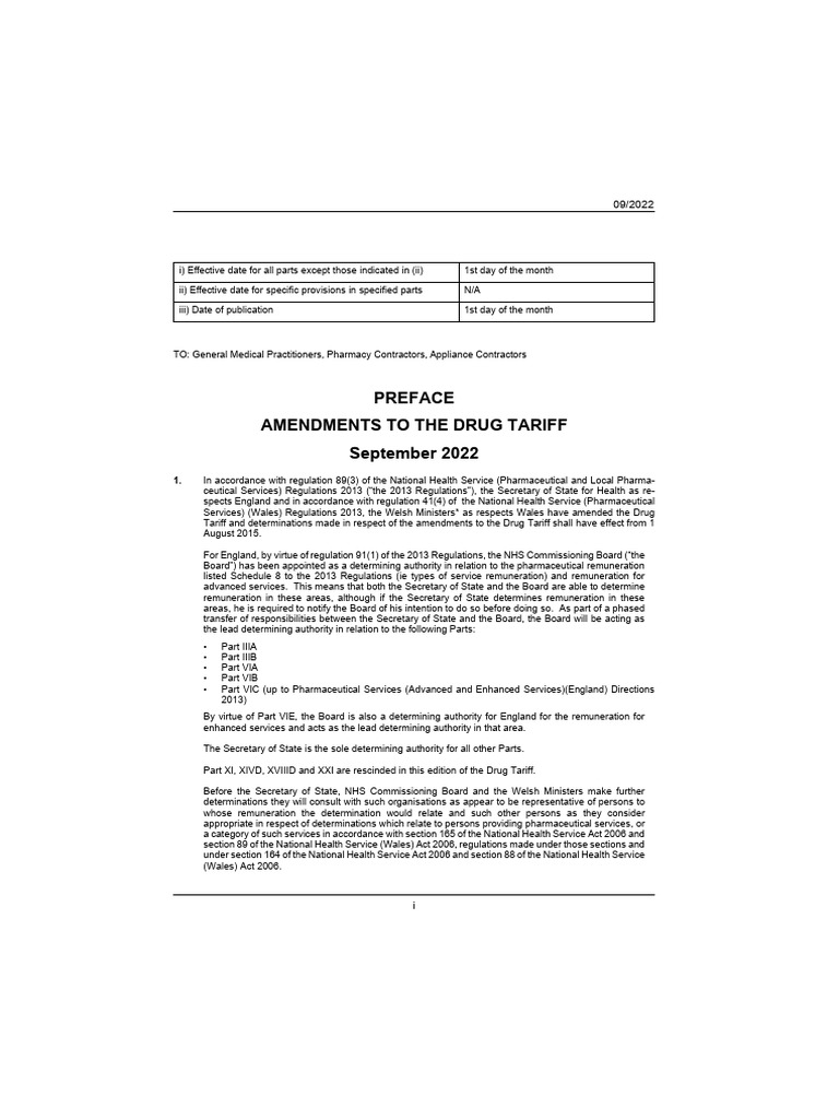 Drug Tariff September 2022_0 | PDF | Prescription Drugs | Pharmacy