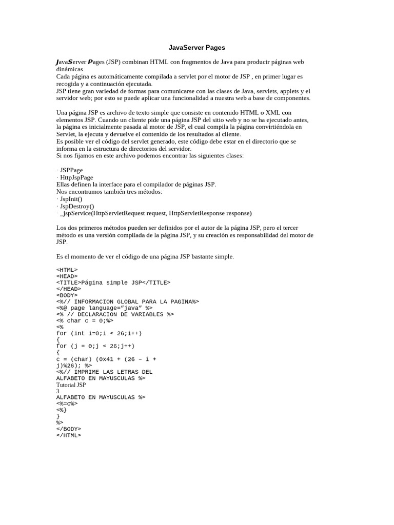 JavaServer Pages | PDF | Java (lenguaje de programación) | Informática JavaServer Pages | PDF | Java (lenguaje de programación) | Informática