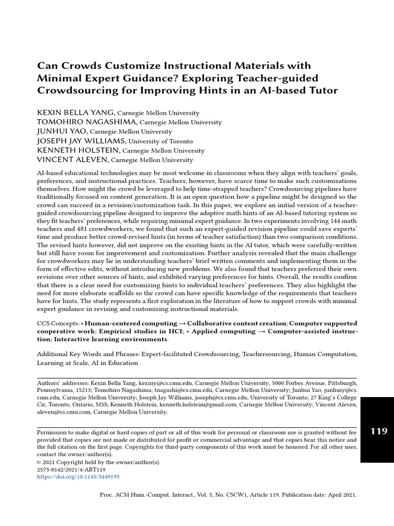 Can Crowds Customize A Good Thing With Minimal Expert Guidance A Step ...