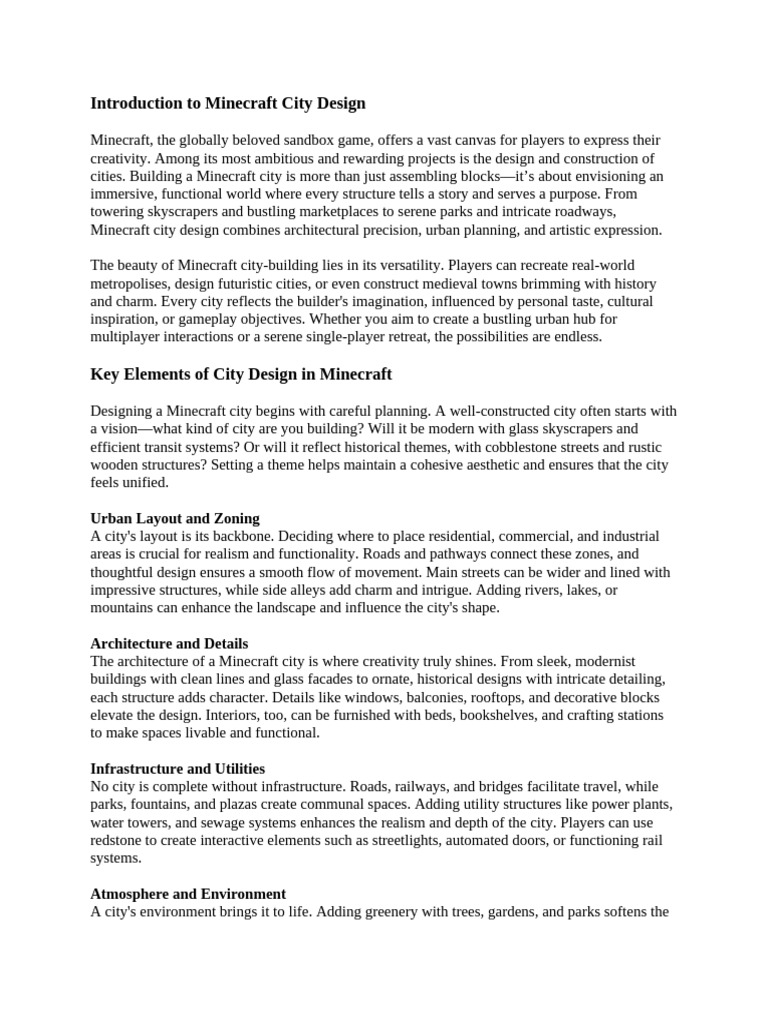 Introduction to Minecraft City Design | PDF | Minecraft