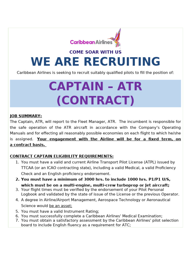 Contract Captain - ATR 2024 | PDF | Aviation Safety | Aeronautics
