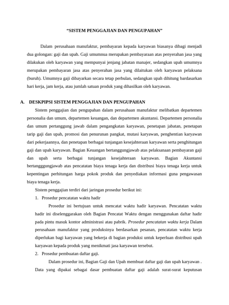 Sistem Penggajian dan Pengupahan Manufaktur | PDF