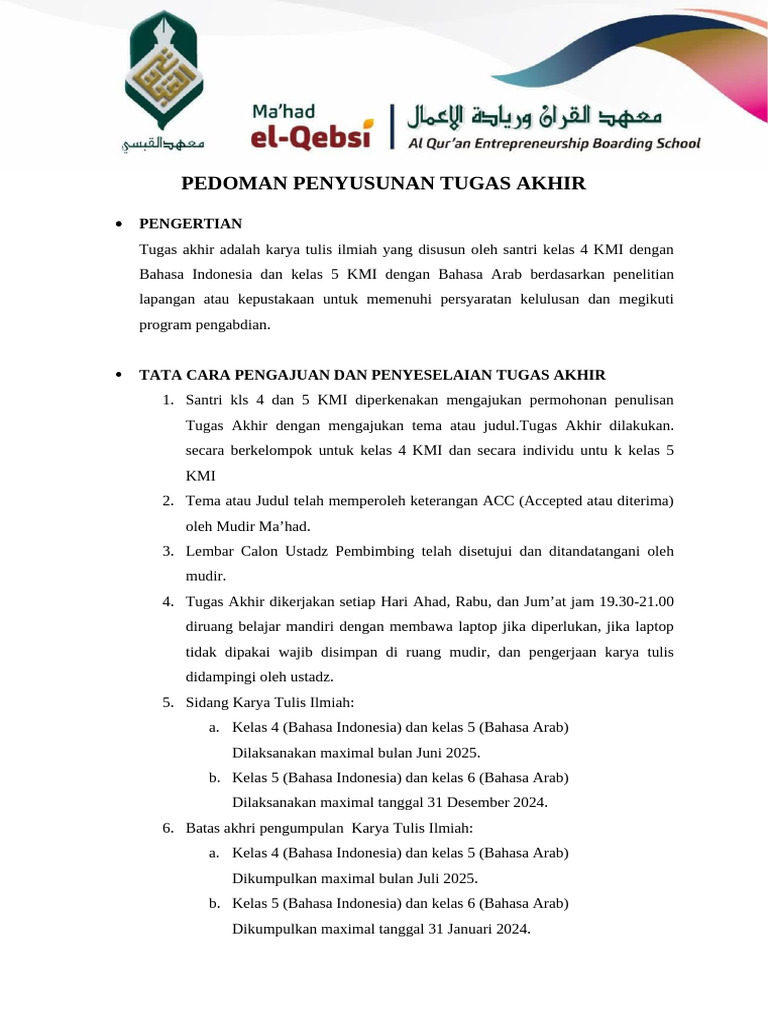 Pedoman Penyusunan Tugas Akhir | PDF