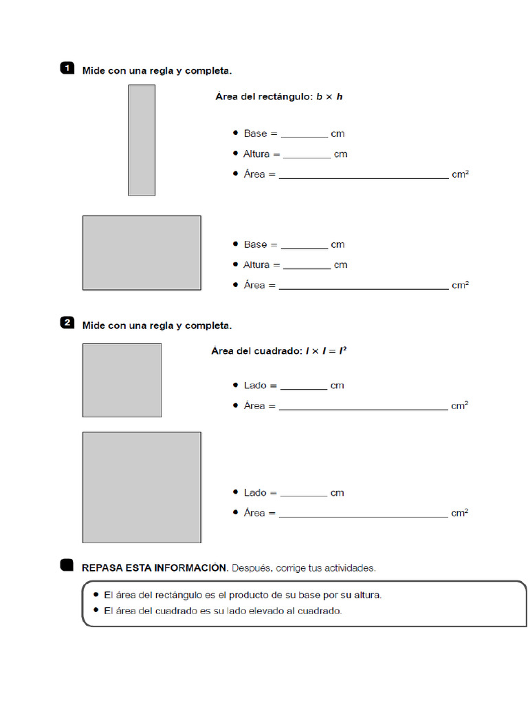 Area Cuadrado y Rectangulo | PDF