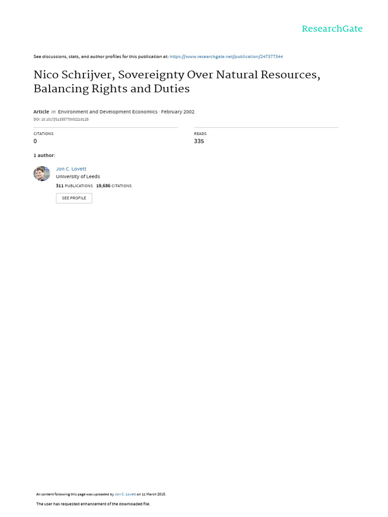 Book Review Nico Schrijver Sovereignty Over Natural Resources | PDF | Family Planning | Human ...