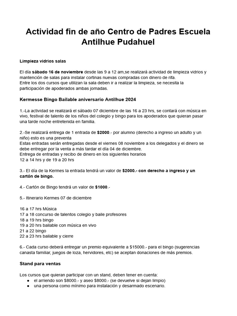 Actividad Fin de Año Cepa Antilhue | PDF