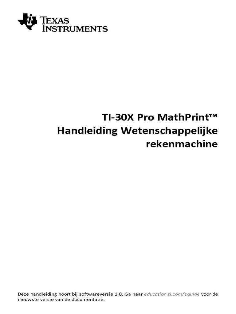 TI-30X Pro MathPrint Guidebook NL | PDF