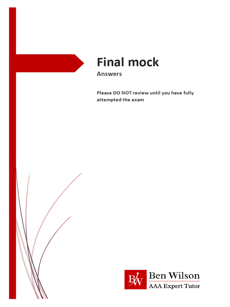 Final Mock - Answers - (1) | PDF | Audit | Auditor's Report