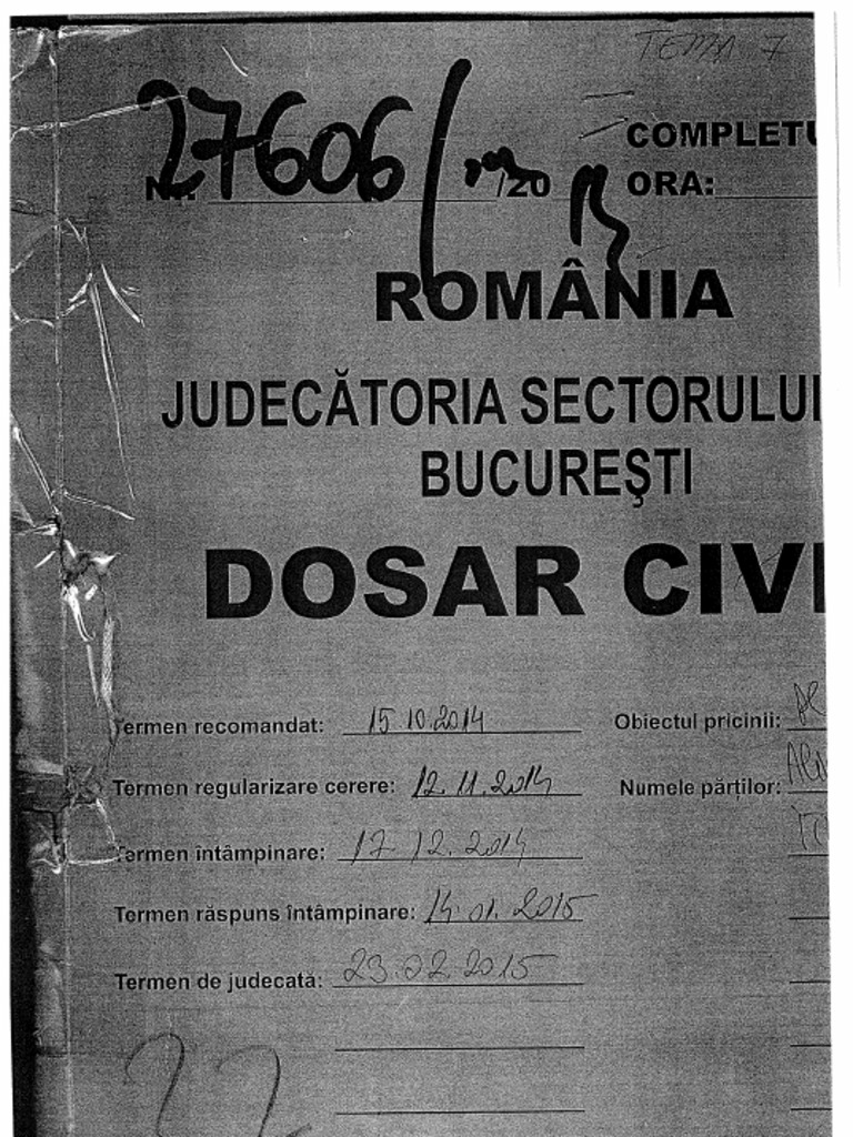 Dosar Nr. 27606 - 302 - 2014 | PDF