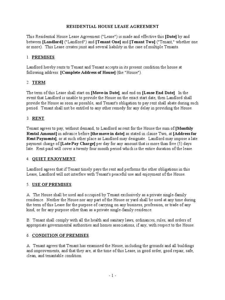 Example Lease Agreement 1 | PDF | Lease | Leasehold Estate