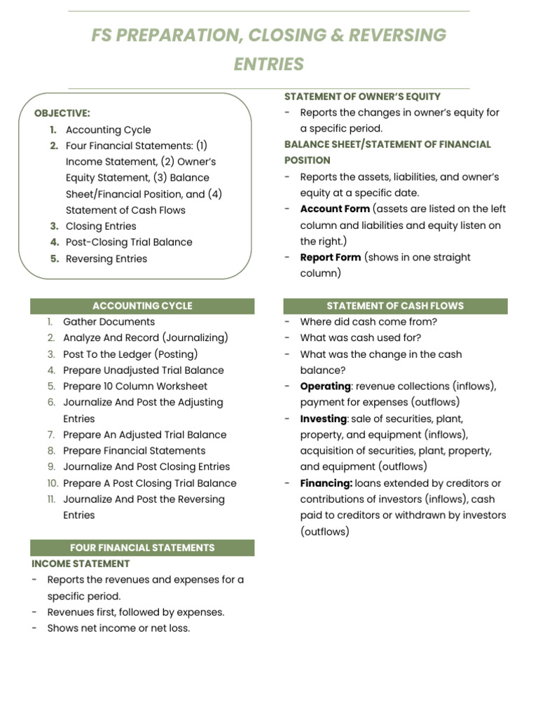 FS, Closing & Reversing (March 6 & 7) | PDF | Equity (Finance) | Expense