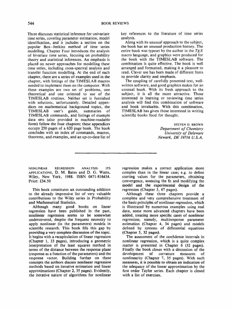 Nonlinear Regression Analysis Its Applic Pdf Regression Analysis 2179