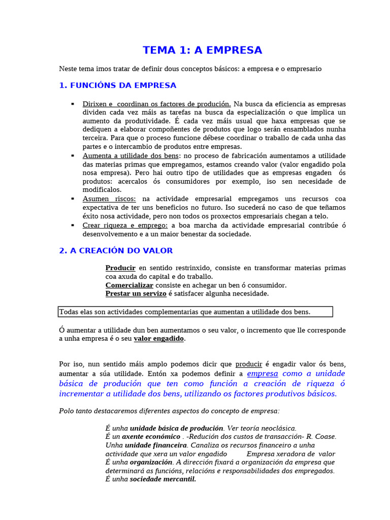 Tema 1 A Empresa | PDF
