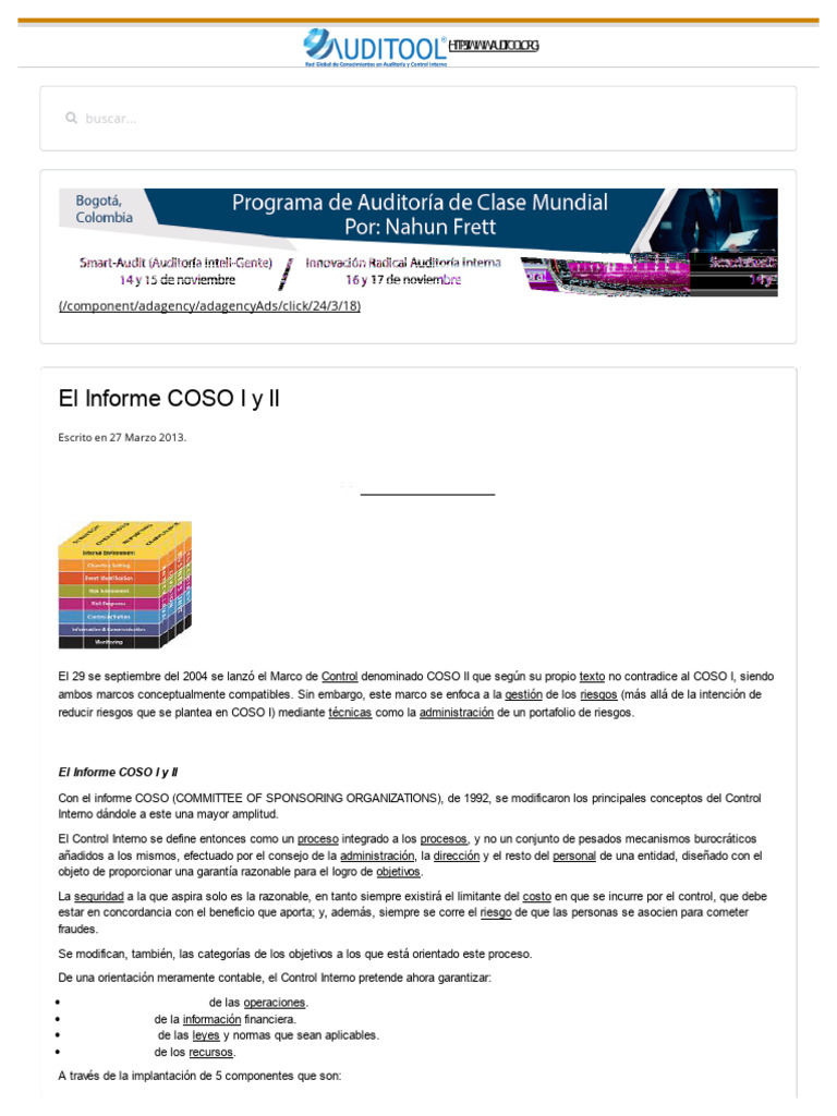 El Informe Coso I y II | PDF | Ingeniería de confiabilidad | Auditoría