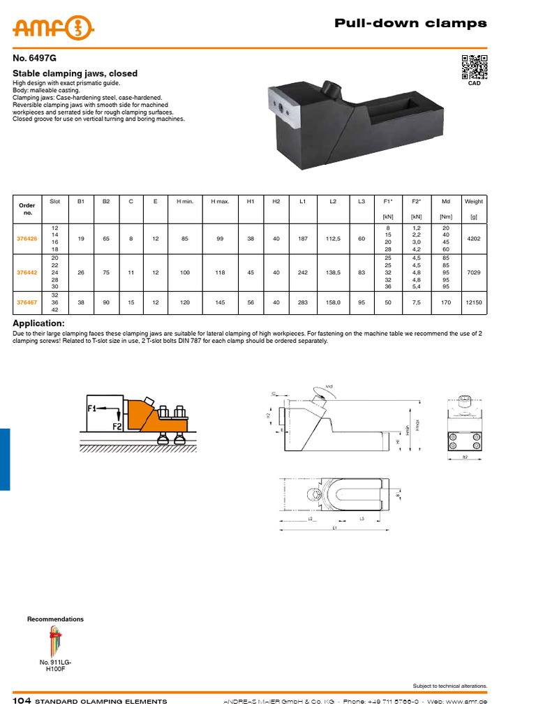 Pull Down Clamps - AMF No.6497 G | PDF | Metalworking