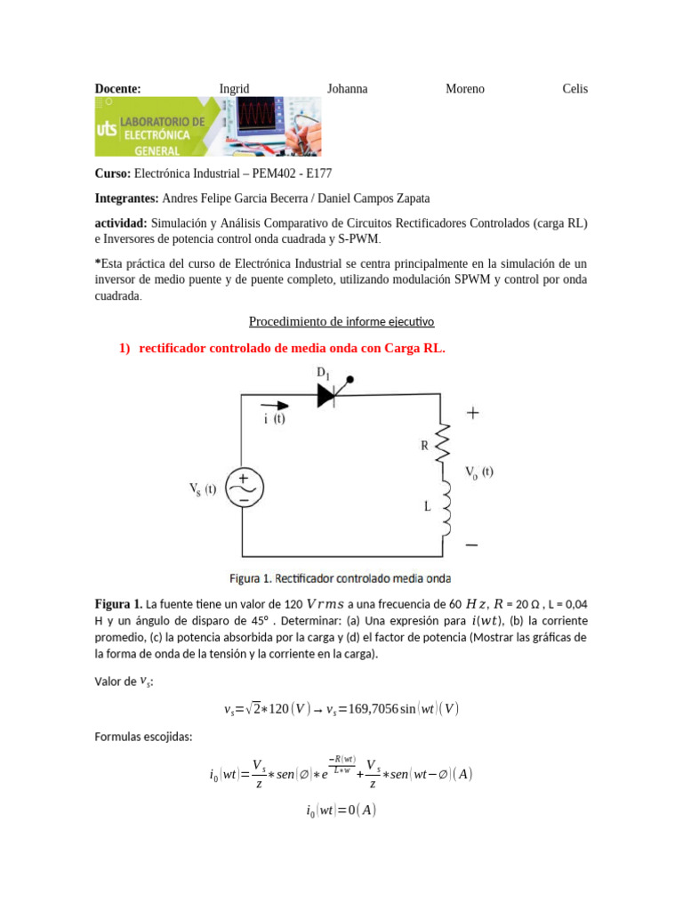 EJERCICIO DE ELECTRONICA (1) (Recuperado) | PDF | Rectificador | Inversor de energia
