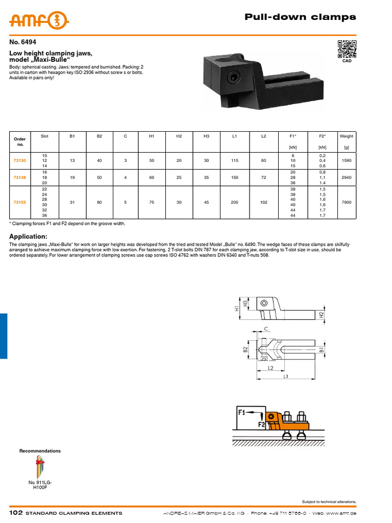 Pull down clamps_AMF No.6494 | PDF | Screw | Mechanical Engineering