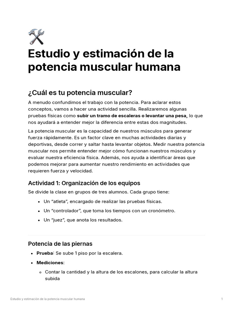 Estudio y Estimacin de La Potencia Muscular Humana | PDF | Kilogramo ...