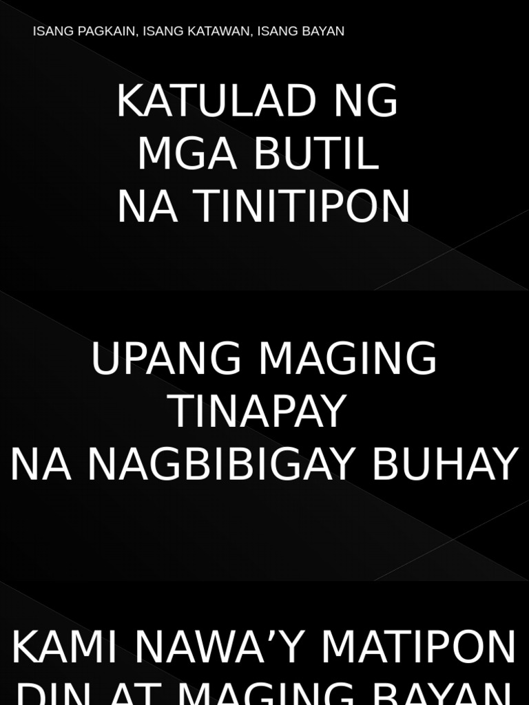 Isang Pagkain Isang Katawan Isang Bayan | PDF