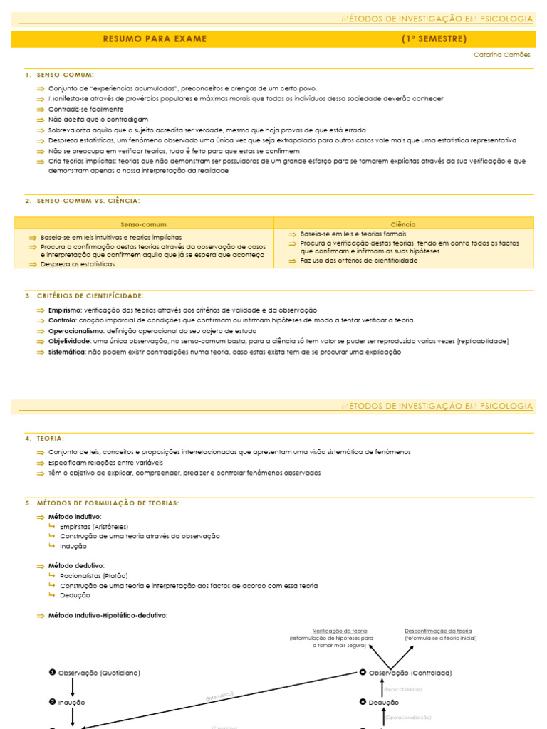 Resumos MIP - Catarina Camões | PDF | Método científico | Teoria