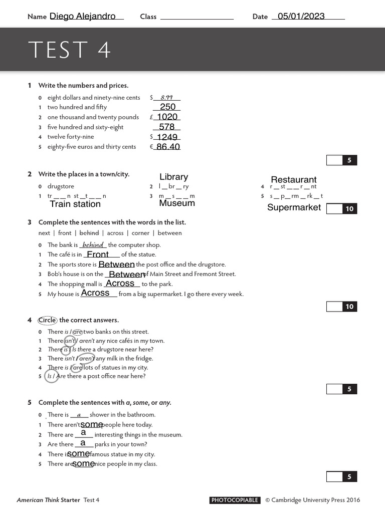American Think Starter - UNIT 4 Practice Test | PDF | Retailing