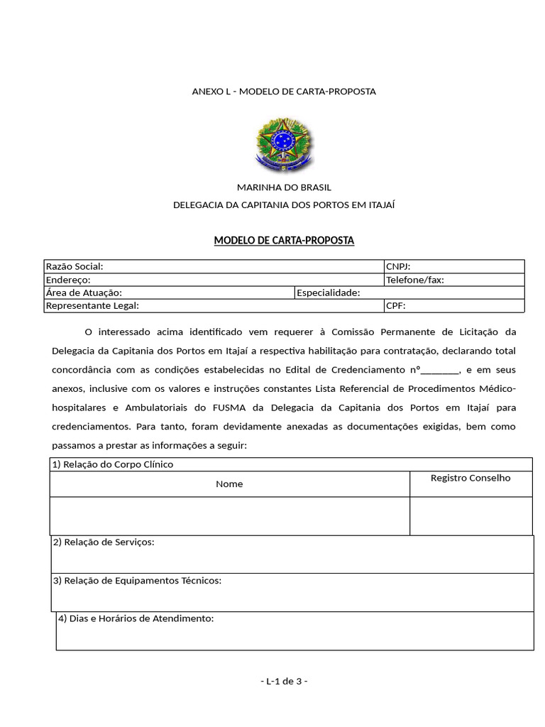 25 Anexo L Modelo de Carta Proposta | PDF