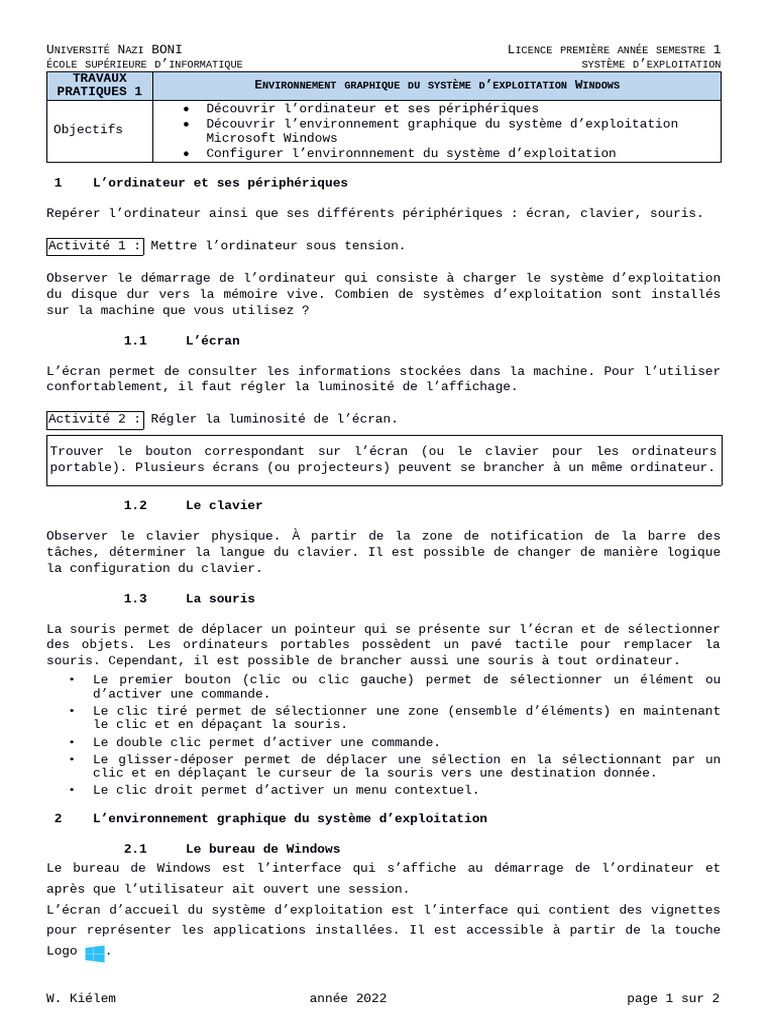 TP1 Ms-Dos-2022 | PDF | Interface graphique | Système d'exploitation