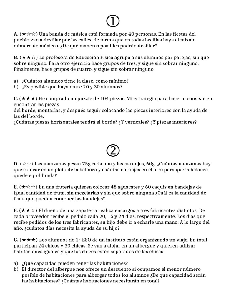 Problemas de Factores y Múltiplos | PDF