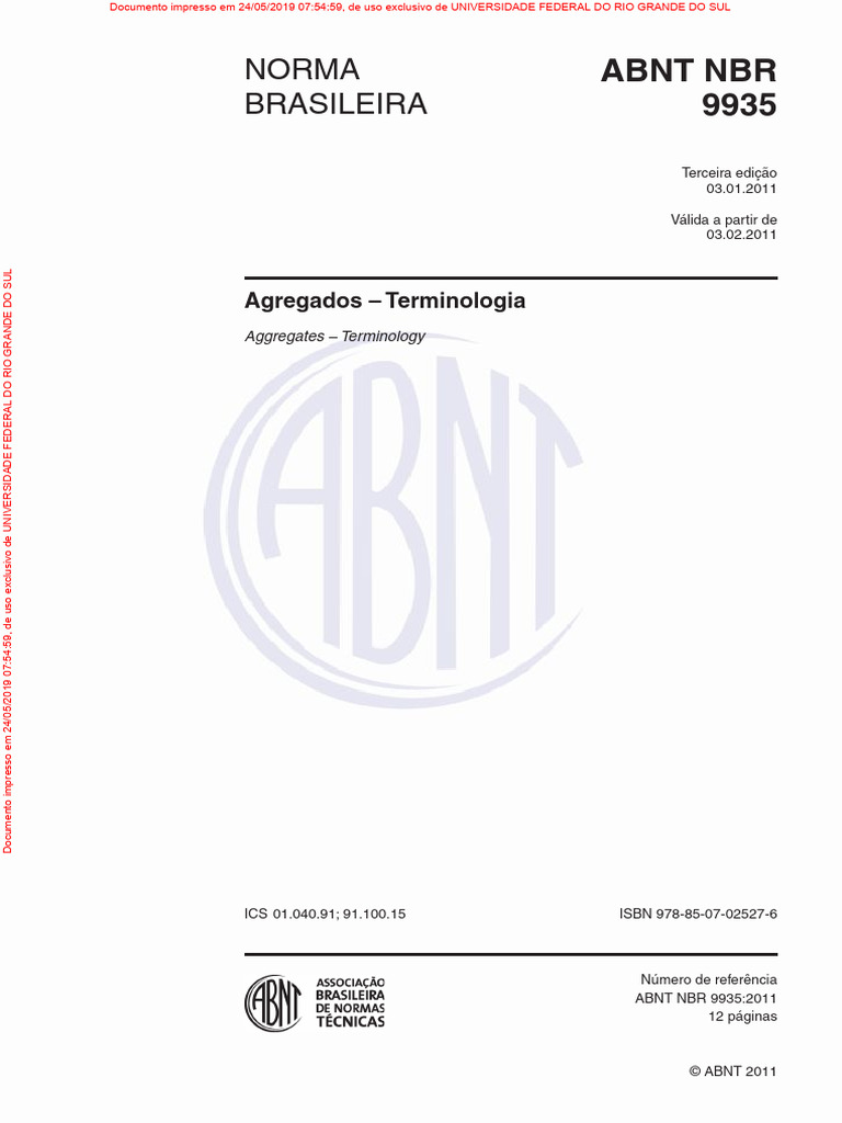 NBR 9935 - Terminologia | PDF | Areia | Concreto