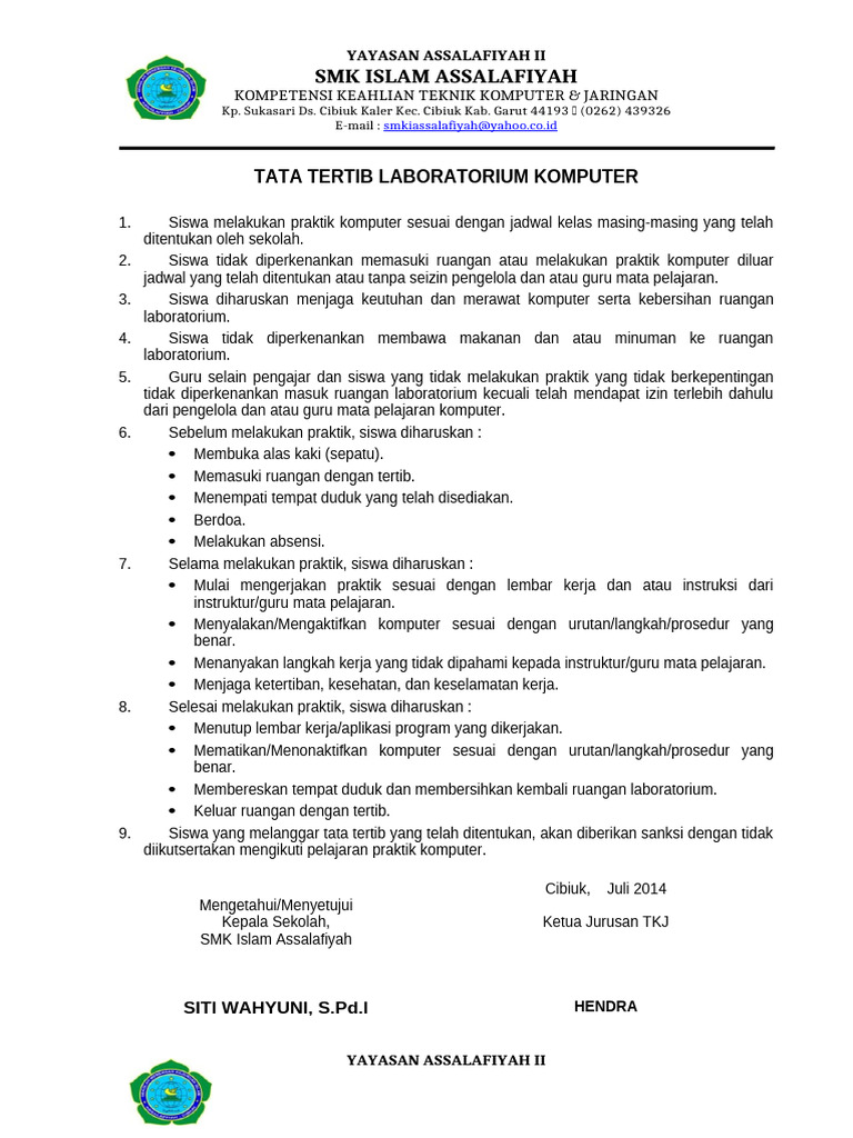 Tata Tertib Lab. | PDF