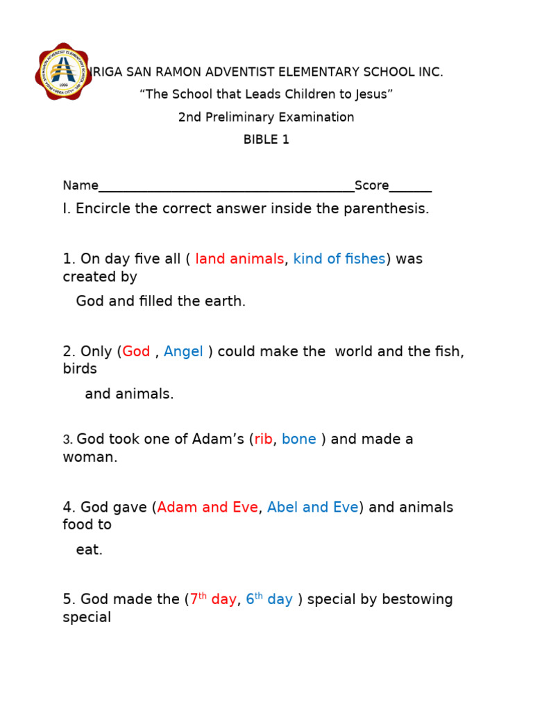 Grade 1 2ND Prelim Exam | PDF