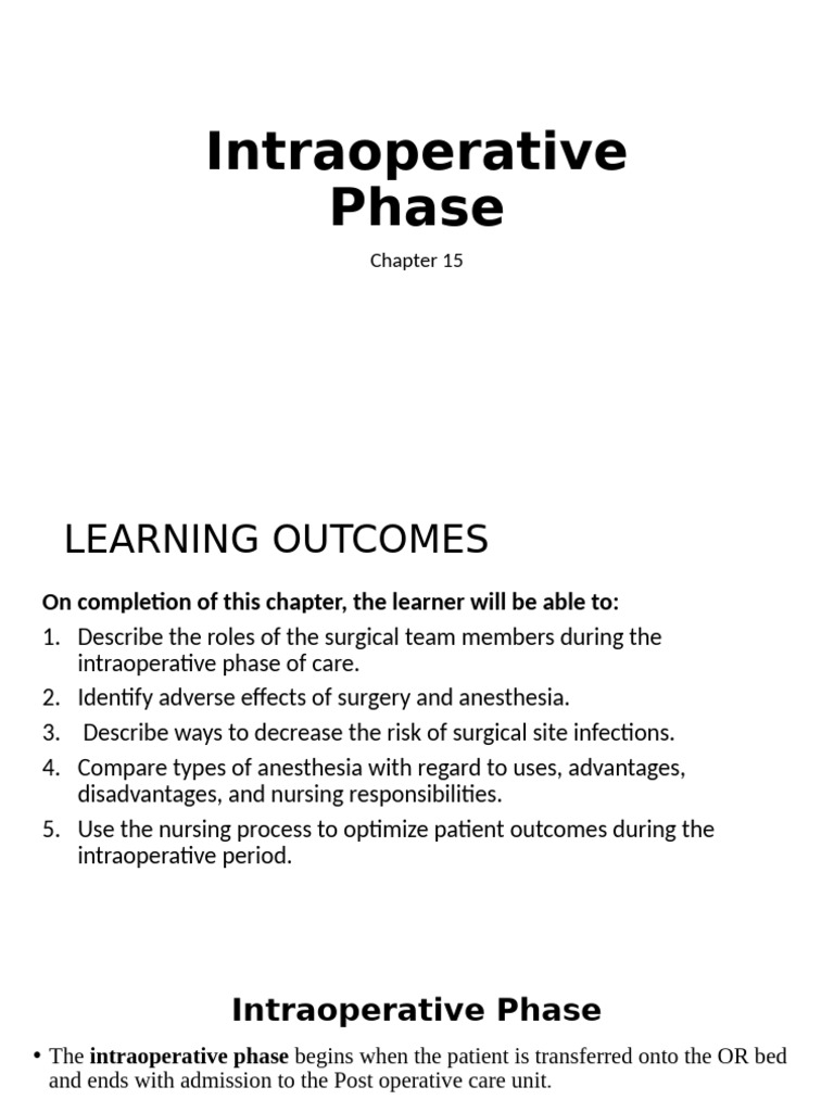 Intraoperative Care | PDF | Anesthesia | Surgery