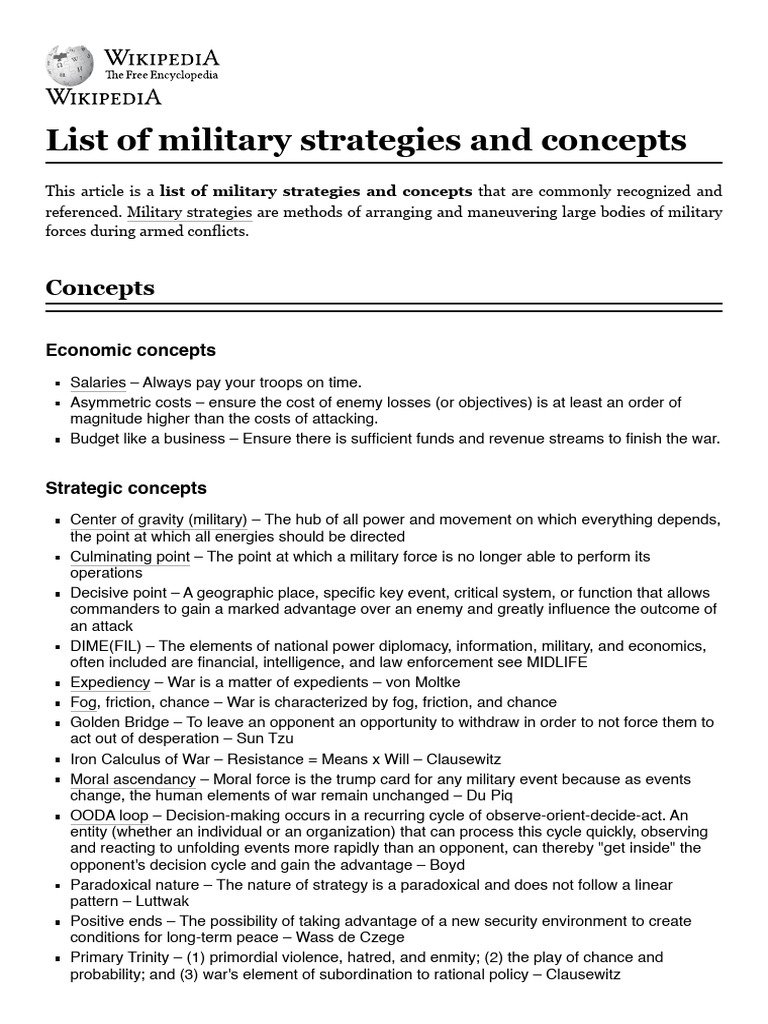 List of Military Strategies and Concepts | PDF | Maneuver Warfare ...