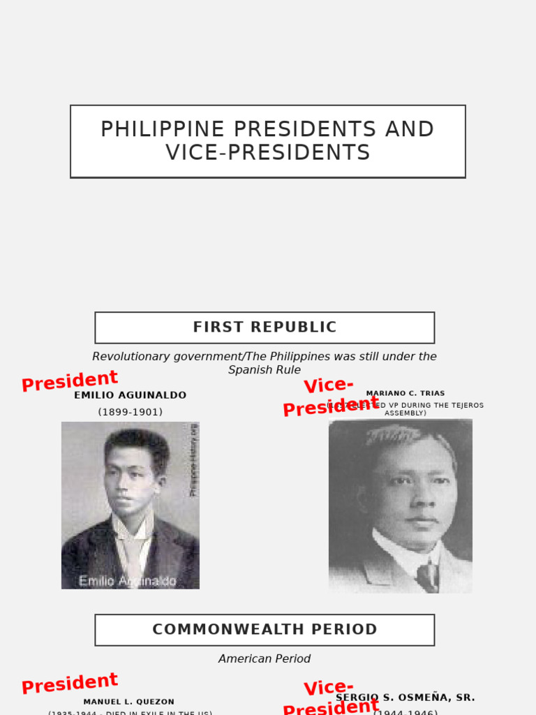 Philippine Presidents and Vice Presidents | PDF | President Of The ...