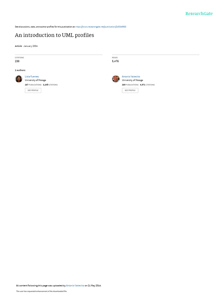 An Introduction To UML Profiles | PDF | Unified Modeling Language | Systems Architecture