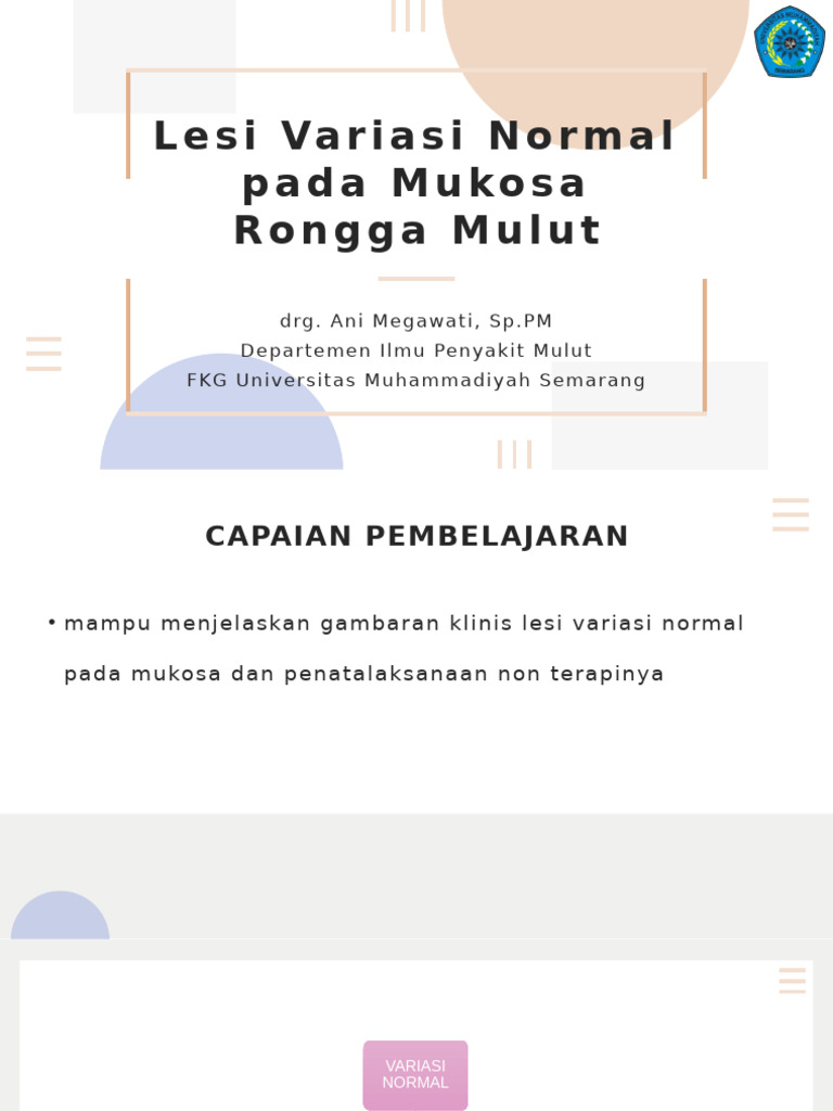 Lesi Variasi Normal Pada Mukosa | PDF | Medical Specialties