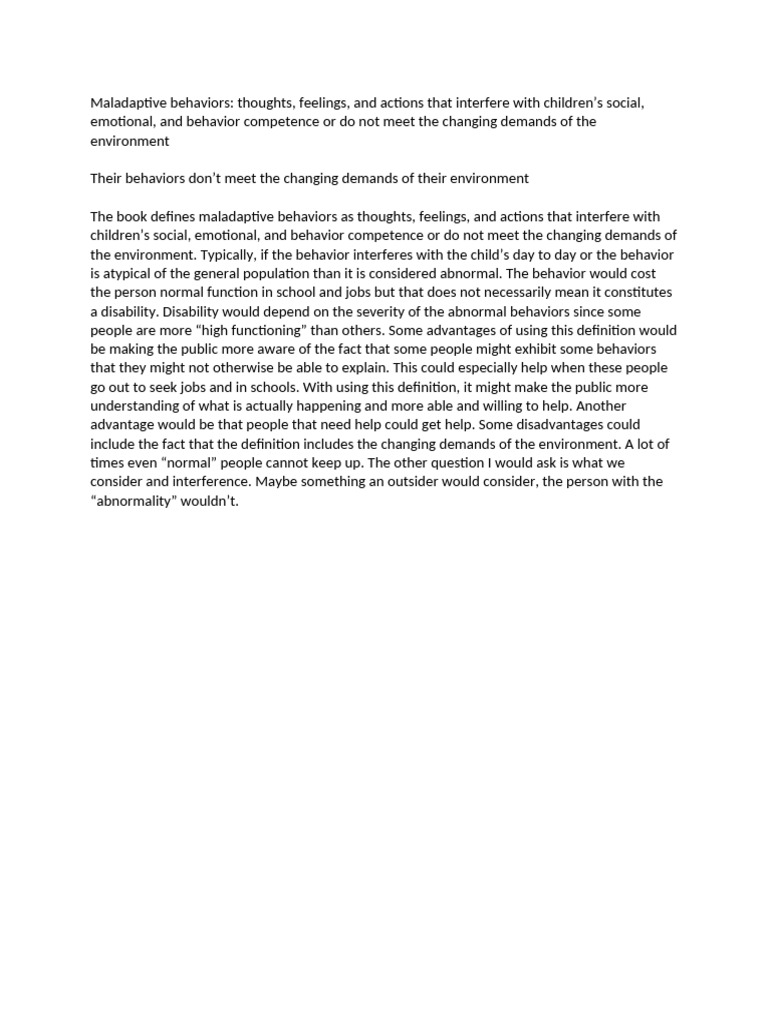Maladaptive behaviors | PDF