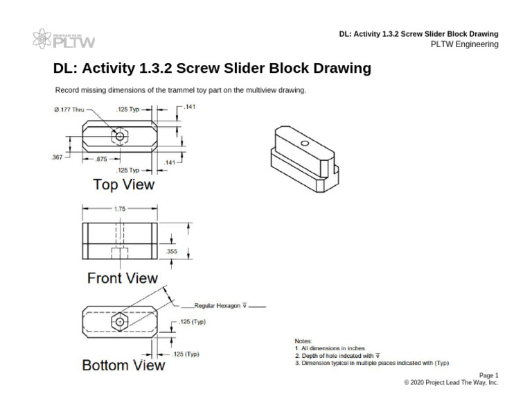 Screw Slider Block Drawing Guide | PDF