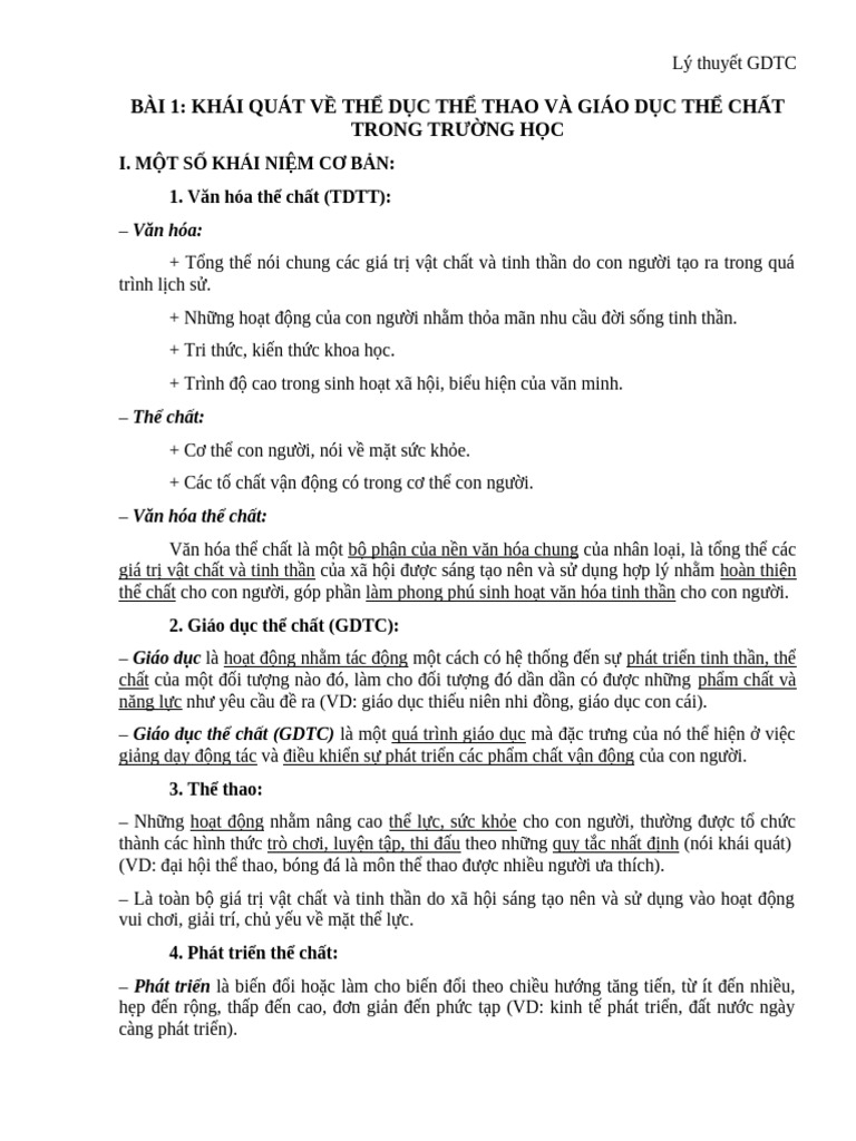 Lý thuyết GDTC | PDF