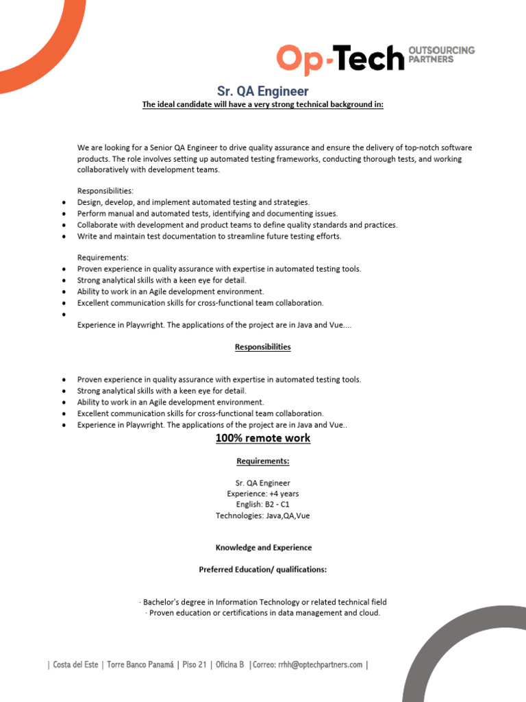 Sr. QA Engineer | PDF | Quality Assurance | Agile Software Development