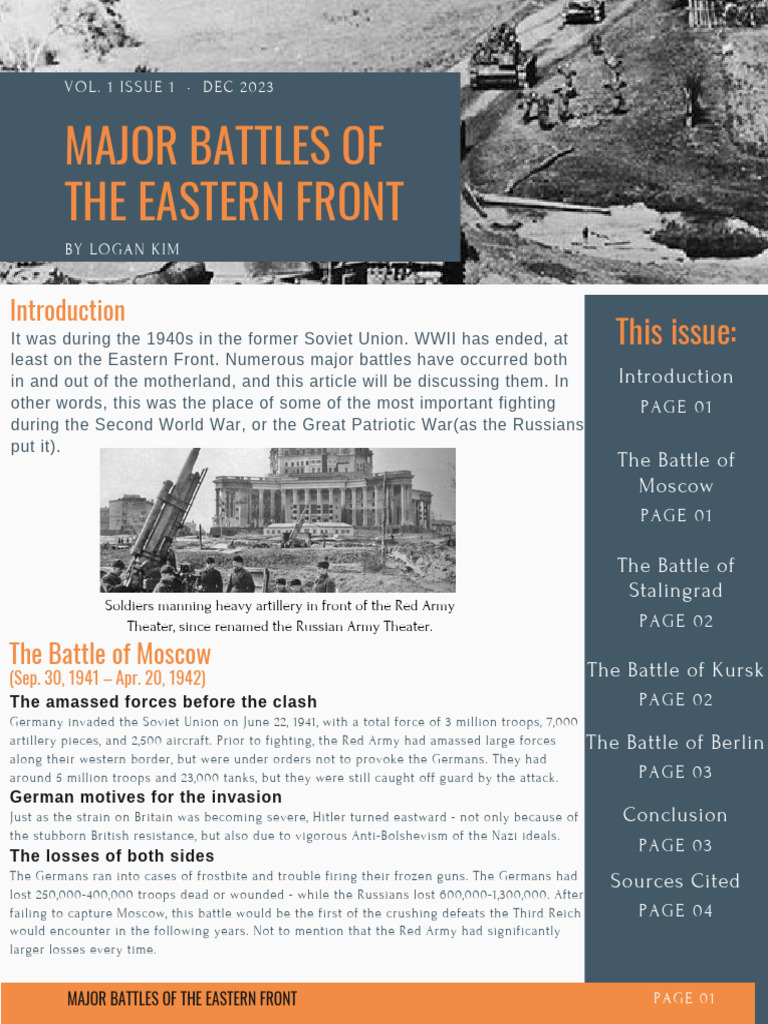Major Battles of The Eastern Front | PDF | Eastern Front (World War II ...