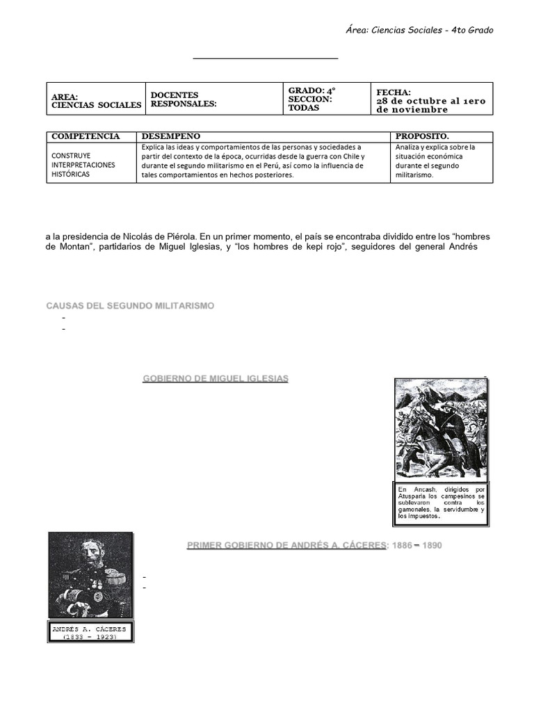 Guia 24 Segundo Militarismo - Guia y Actividades | PDF | Perú | América ...