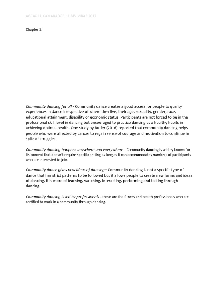 Chapter 5 Community Dance Participation As Health Habits | PDF ...