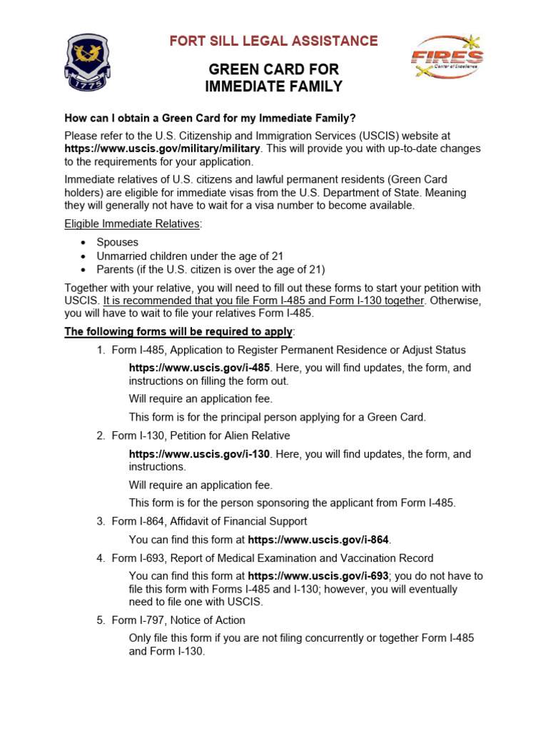 Green Card For Immediate Family | PDF | Government And Personhood ...