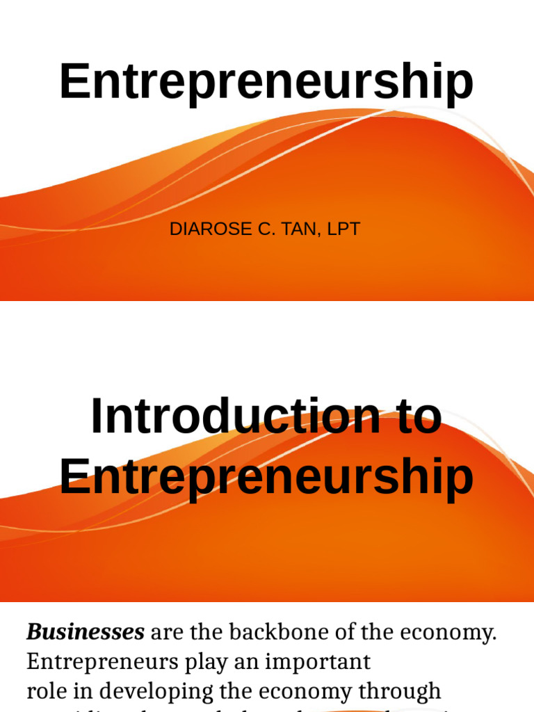 Lesson 1 Introduction to Entrepreneurship | PDF | Entrepreneurship ...