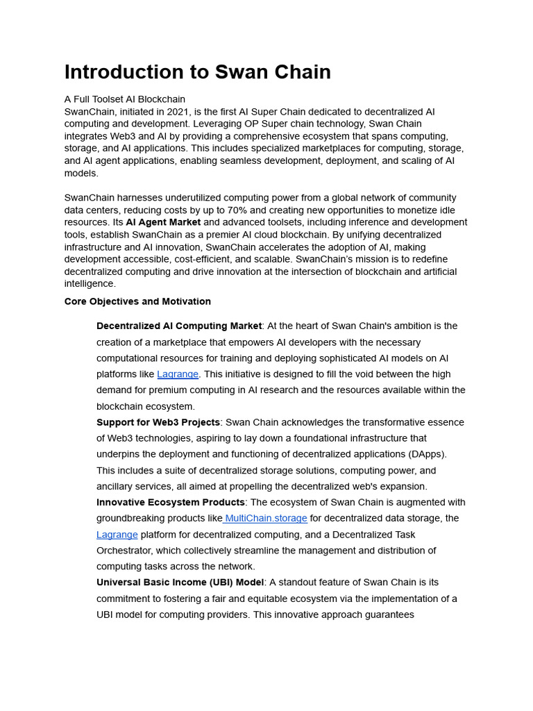 Introduction To Swan Chain | PDF | Computer Network | Peer To Peer