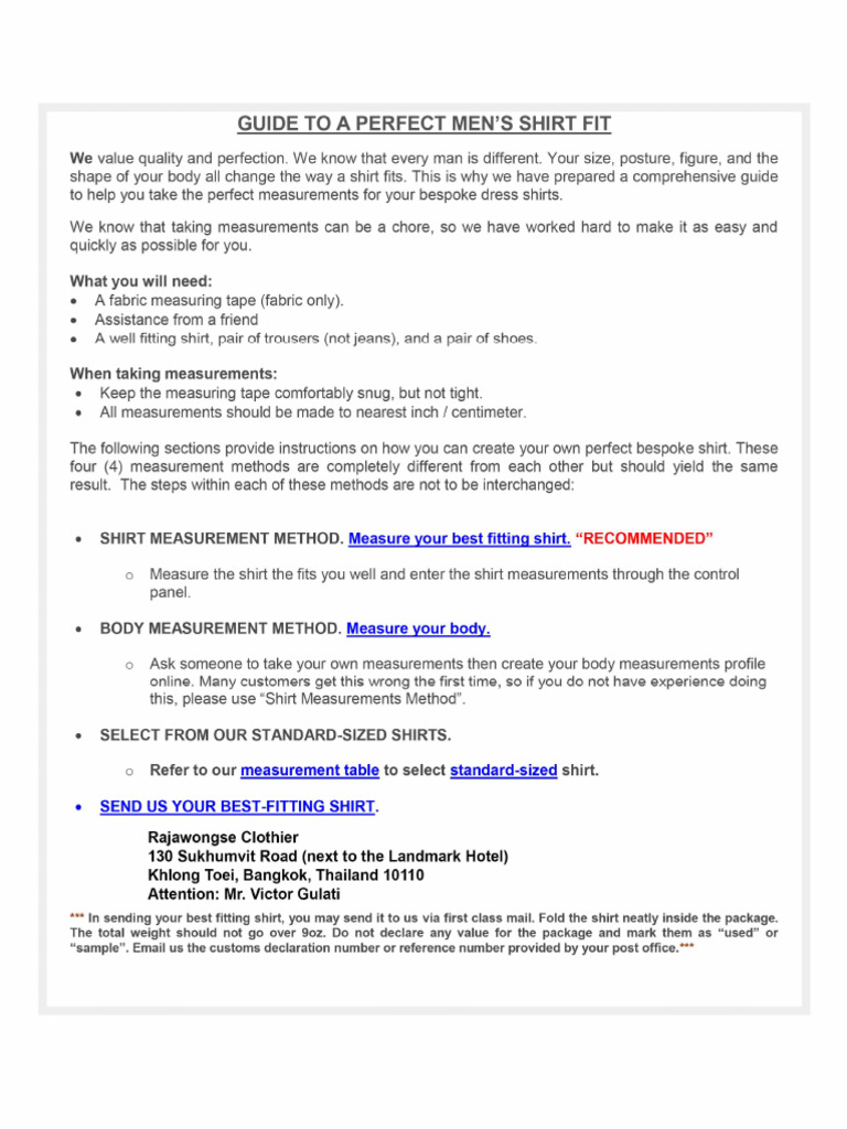 Rajawongse Shirt Guidelines | PDF | Shirt | Seam (Sewing)