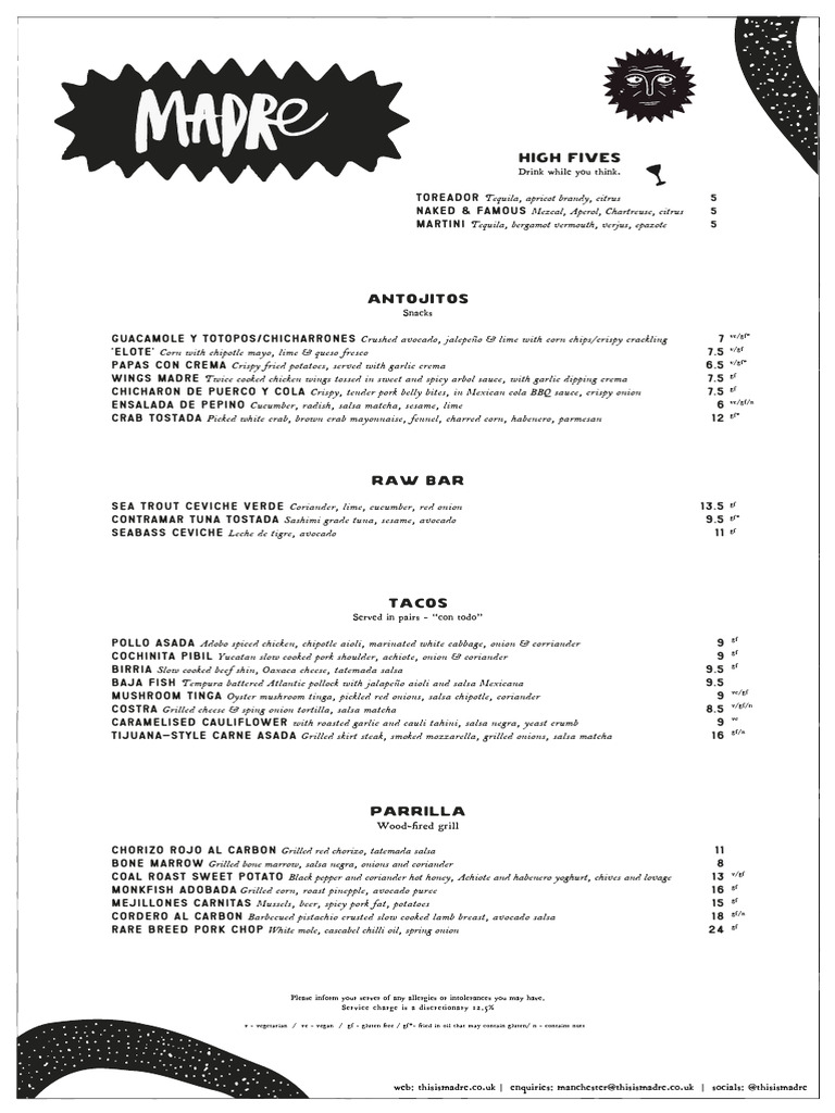Madre MCR Menu APR2024 | PDF | Grilling | Foods